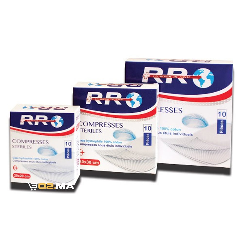 RR Compresses Stériles 10Pcs taille 40x40 cm - O2